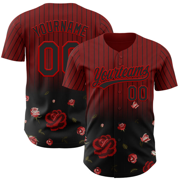 Custom 3D Pattern Baseball Jersey Crimson Black-Red Design Gothic Style ...