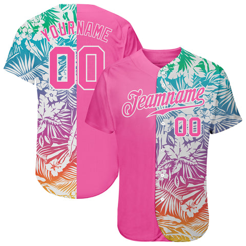 Custom 3D Pattern Baseball Jersey Design Tropical Palm Leaves Authentic ...