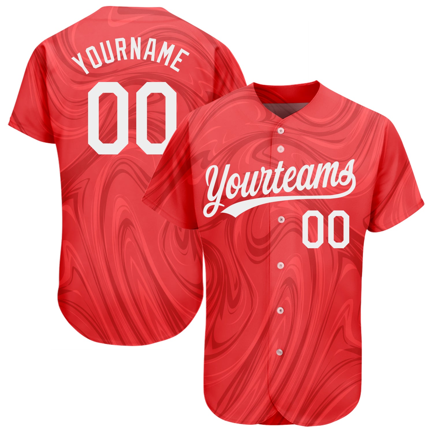 Custom 3D Pattern Baseball Jersey Red White Design Authentic - FansIdea