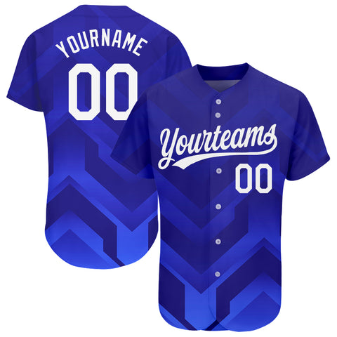 Custom 3D Pattern Baseball Jersey Royal White-Navy Design Authentic ...