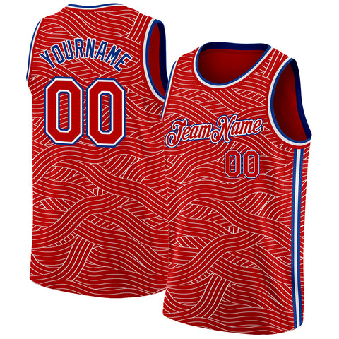 Custom City Edition Basketball Jersey Red Royal-White Authentic - FansIdea