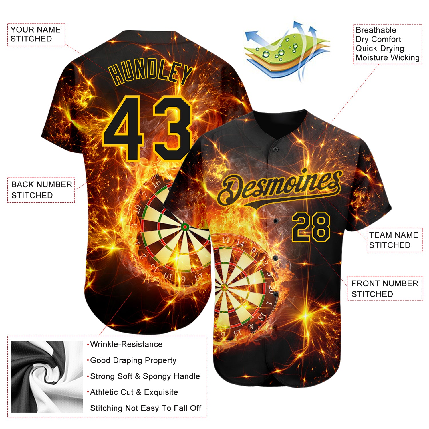 Custom 3D Patterns Darts T-Shirts | Performance Retro Jerseys Design - FansIdea