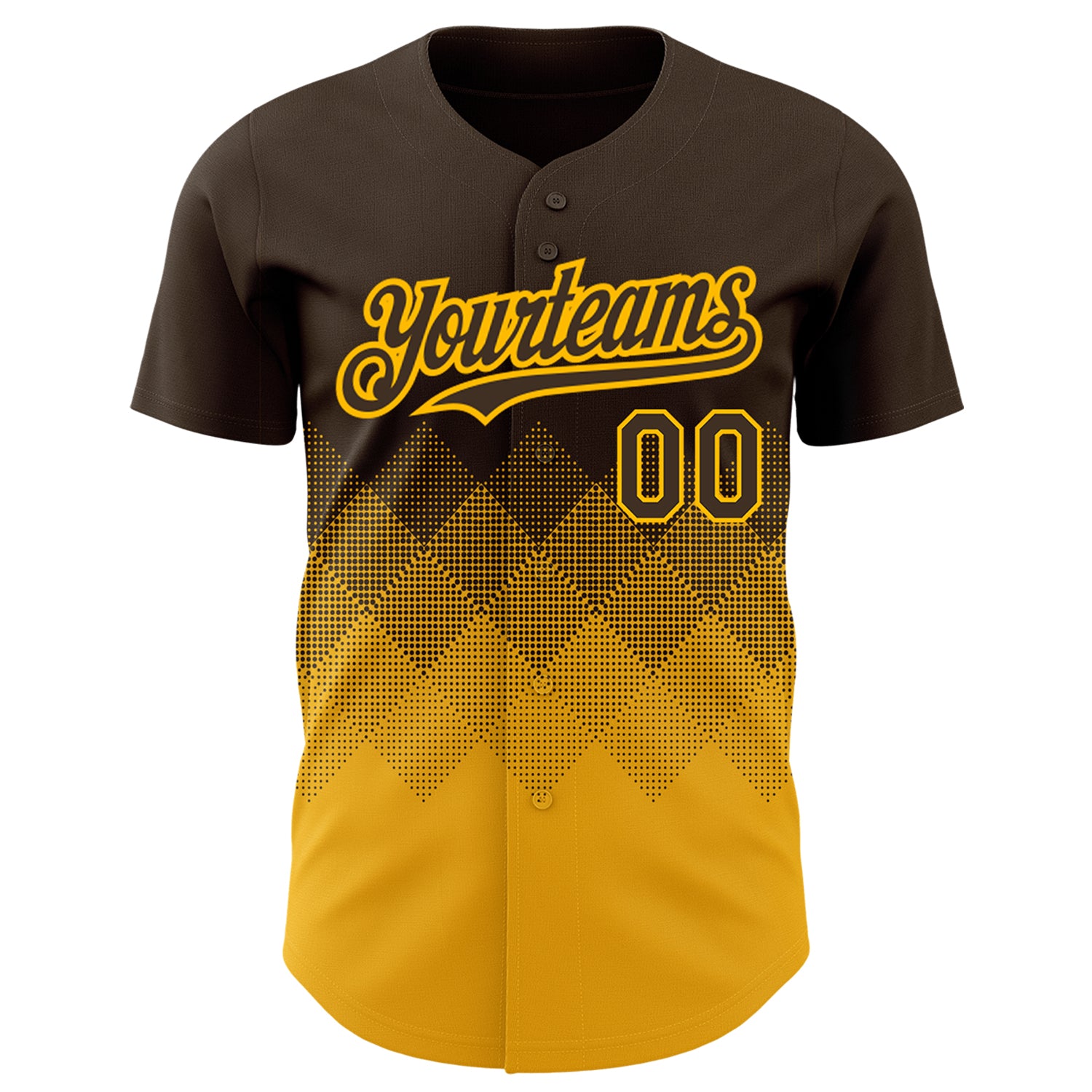Custom 3D Pattern Baseball Jersey Brown Gold Design Gradient Square ...