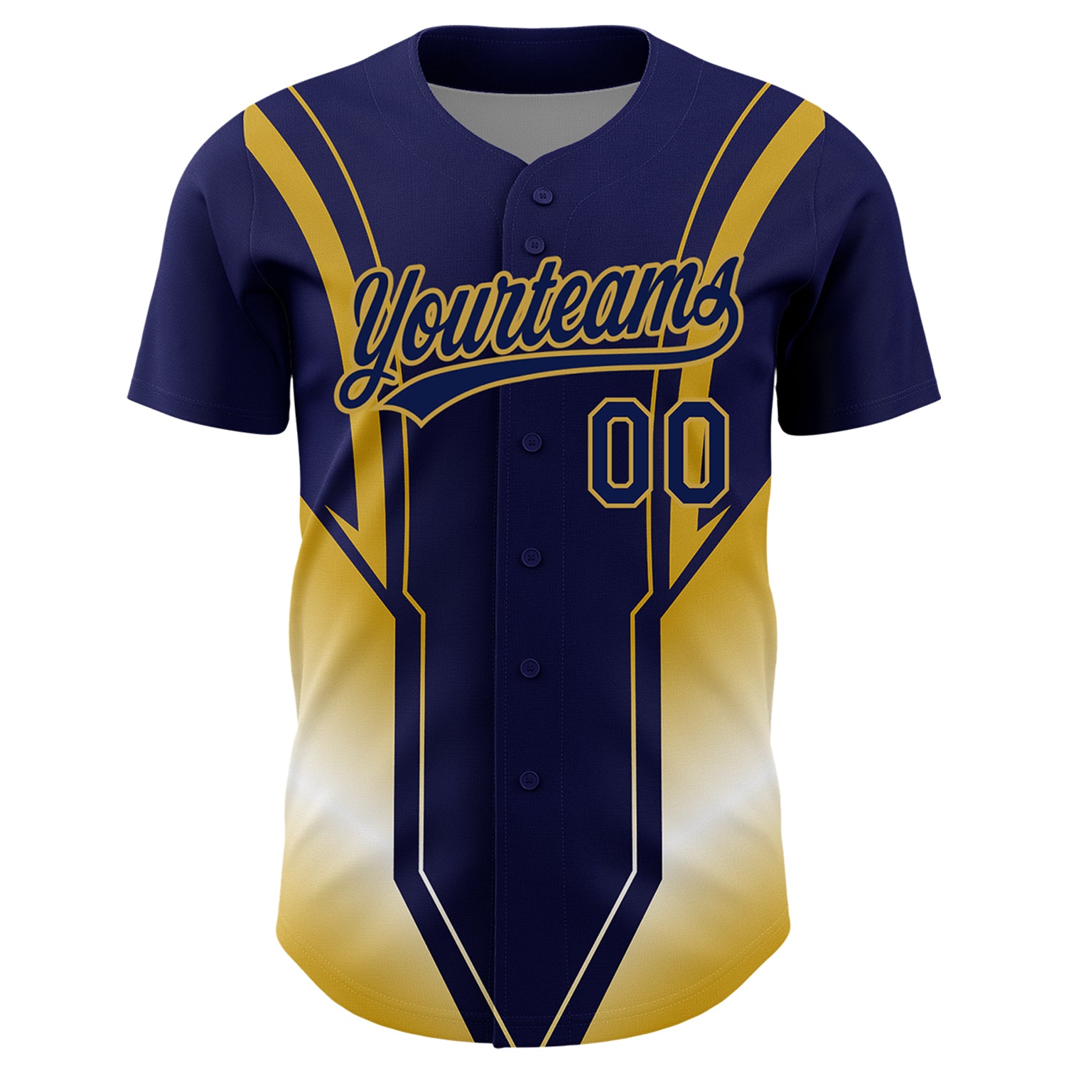 Custom 3D Pattern Baseball Jersey Navy Old Gold Design Side Stripes ...