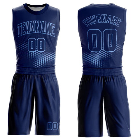 Custom Suit Basketball Suit Jersey Navy Light Blue Round Neck ...