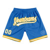 Custom Blue Basketball Shorts White-Gold Authentic Throwback - FansIdea
