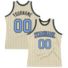 Custom Pinstripe Basketball Jersey Cream Black Blue Authentic - FansIdea