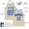Custom Pinstripe Basketball Jersey Cream Navy Light Blue Authentic ...