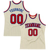 Custom Pinstripe Basketball Jersey Cream Royal Red Authentic - FansIdea