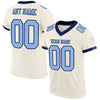 Custom Cream Football Jersey Light Blue-Navy Mesh Authentic - FansIdea