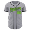 Custom Gray Baseball Jersey Neon Green-Black Authentic - FansIdea