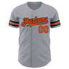 Custom Gray Baseball Jersey Orange-Black Authentic - FansIdea