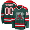 Custom Green Hockey Jersey White-Red - FansIdea