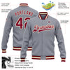 Custom Gray Varsity Letterman Jacket Maroon-Cream Bomber Full-Snap ...