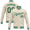 Custom Cream Varsity Letterman Jacket Kelly Green-White Bomber Full ...