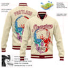 Custom Cream Varsity Letterman Jacket Maroon Skull Fashion 3D Bomber ...