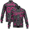 Custom 3D Pattern Varsity Letterman Jacket Gray Pink-Black Leopard ...