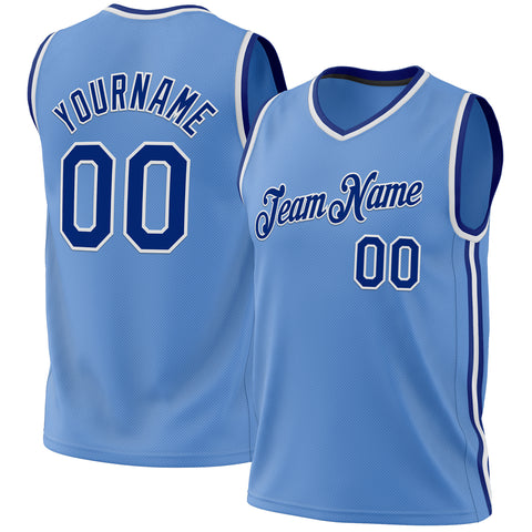 Custom Light Blue Basketball Jersey Royal-White Authentic Throwback ...