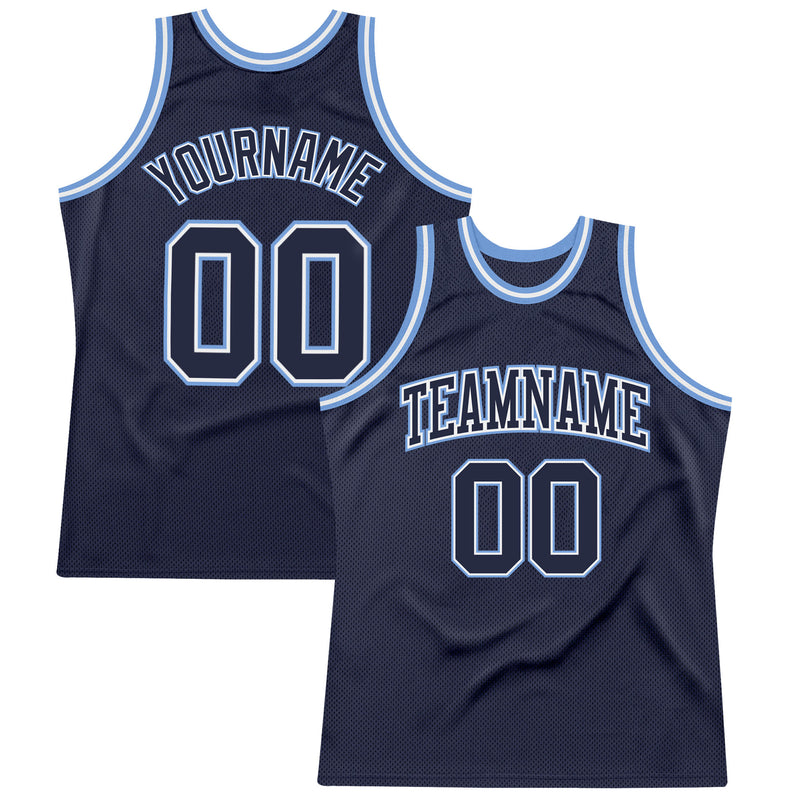 Custom Navy Basketball Jersey-Light Blue Authentic Throwback - FansIdea
