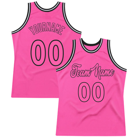 Custom Pink Basketball Jersey-Black Authentic Throwback - FansIdea
