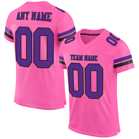 Custom Pink Football Jersey Purple-Black Mesh Authentic - FansIdea