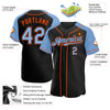Custom Raglan Sleeves Baseball Jersey Black Light Blue-Orange Authentic ...