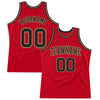 Custom Pinstripe Basketball Jersey Red Black Black-Old Gold Authentic ...