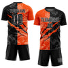 Custom Graffiti Pattern Soccer Uniform Jersey Black-Orange Scratch ...