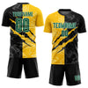 Custom Graffiti Pattern Soccer Uniform Jersey Kelly Green Black-Yellow ...