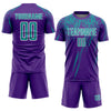 Custom Purple Soccer Uniform Jersey Teal-White Sublimation - FansIdea