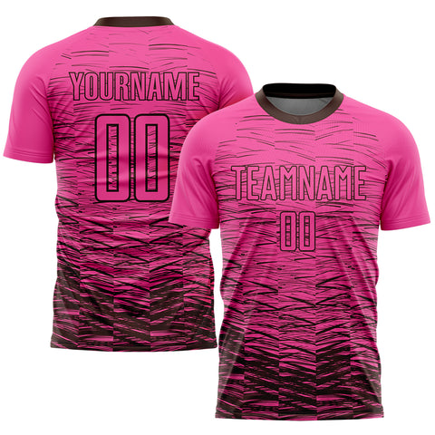 Custom Pink Soccer Uniform Jersey Brown Sublimation - FansIdea