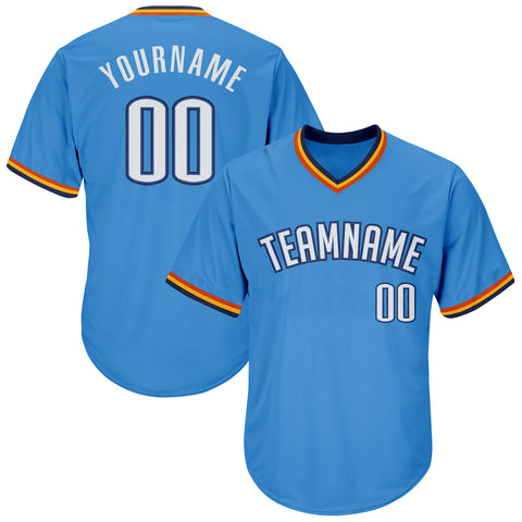 Custom Powder Blue Baseball Jersey Shirt White-Navy Authentic Throwback ...
