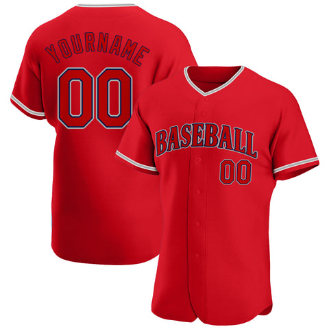 Custom Red Baseball Jersey-Navy Authentic - FansIdea